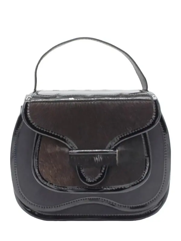 SANTUARIO El Carriel Moderno Top Handle Crossbody Leather Cowhide Bag - Black