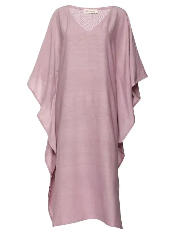 HERITAGEMODA Lavender Handwoven Cotton Kaftan Dress - Pink