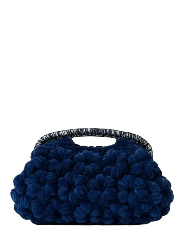 SPRINGMOONATELIER Midnight Sapphire Velvet Knitted Designer Bag – Elegant, Soft, And Unique - Blue