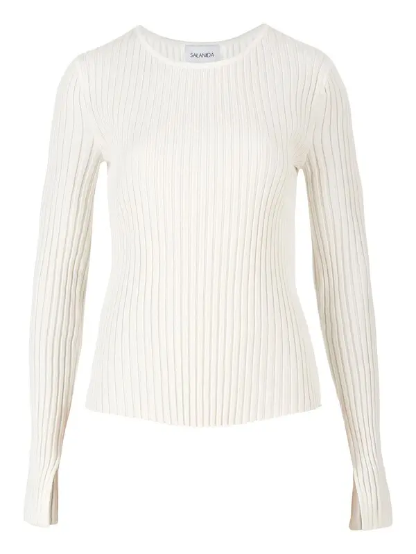 SALANIDA Brera Ribbed Long-sleeve Top - White