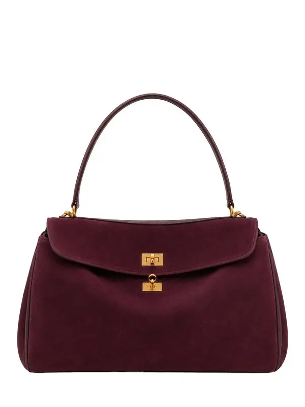 HARMAIN LEATHERS LTD The Sophia Suede Top-handle Bag – Burgundy - Red