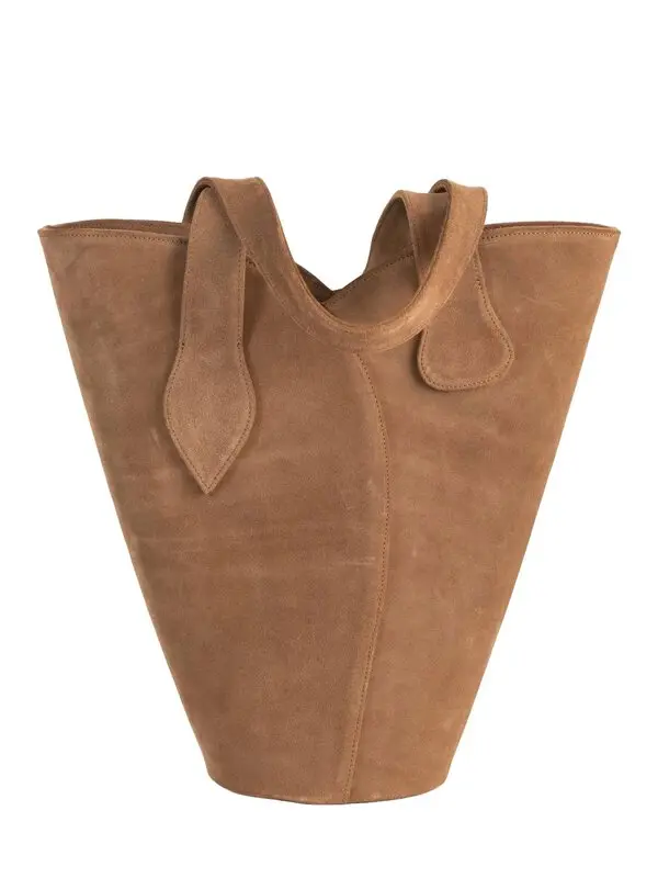 TARA STUDIO Oh Lala Tote Suede Leather Bag - Brown