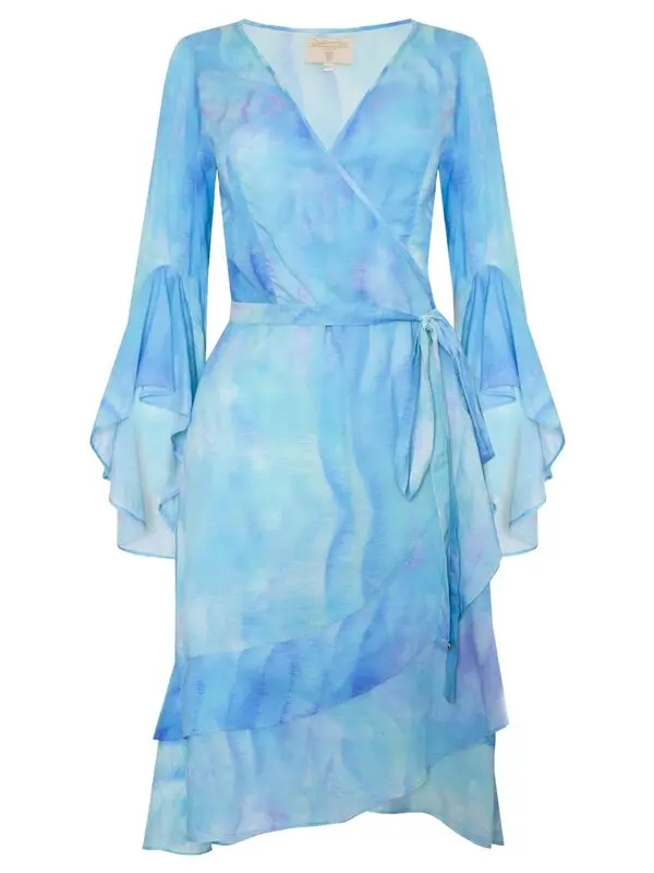 SOPHIA ALEXIA Turquoise Wave Riviera Mini Wrap Dress - Blue