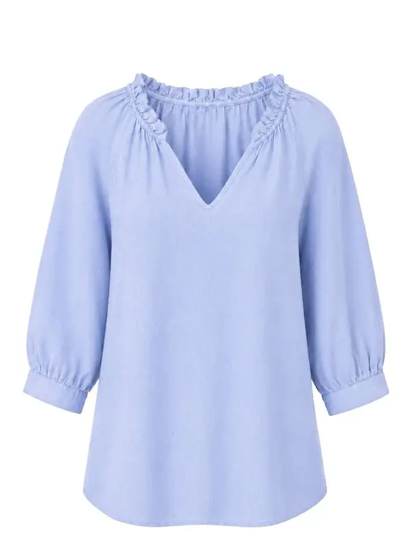 LUELLA FASHION Margaux V-neck Linen Top Iris - Blue