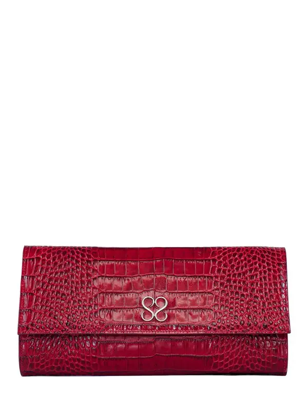 STESSA BY SARAH The Valentina Croc Clutch In Barbados Cherry - Red