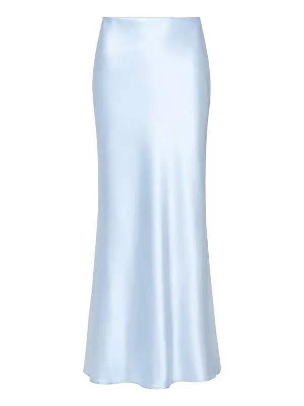 LILY ROU Sky Maxi Silk Slip Skirt - Blue
