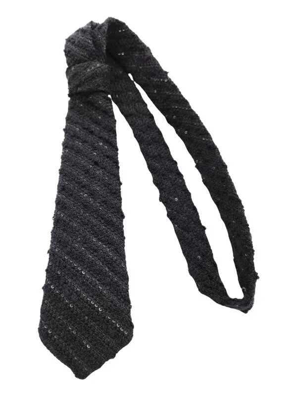 NANDANIE The Textured Sequin Plunge - Black