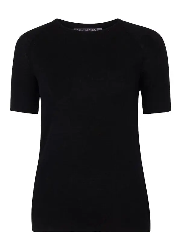 PAUL JAMES KNITWEAR Midweight Merino Activewear Selene T-shirt - Black