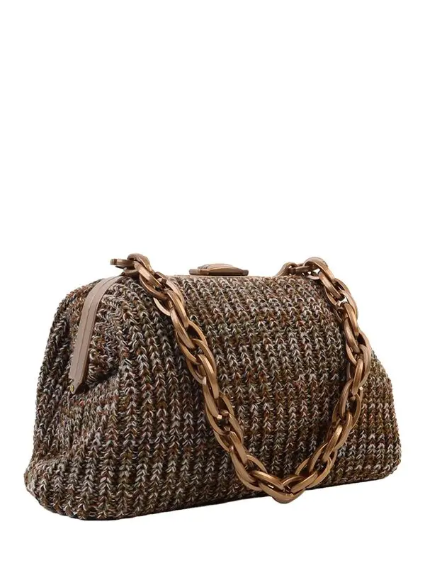 SJW BAGS LONDON Neutrals Balmoral Knitted Purse Clutch In Heather Mix - Black