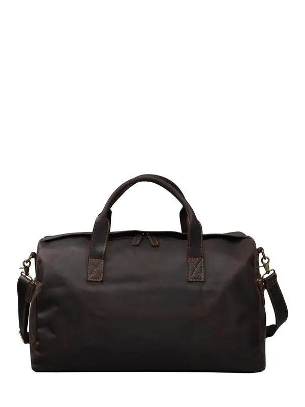 TOURI Genuine Leather Weekend Bag Vintage Look Dark - Brown