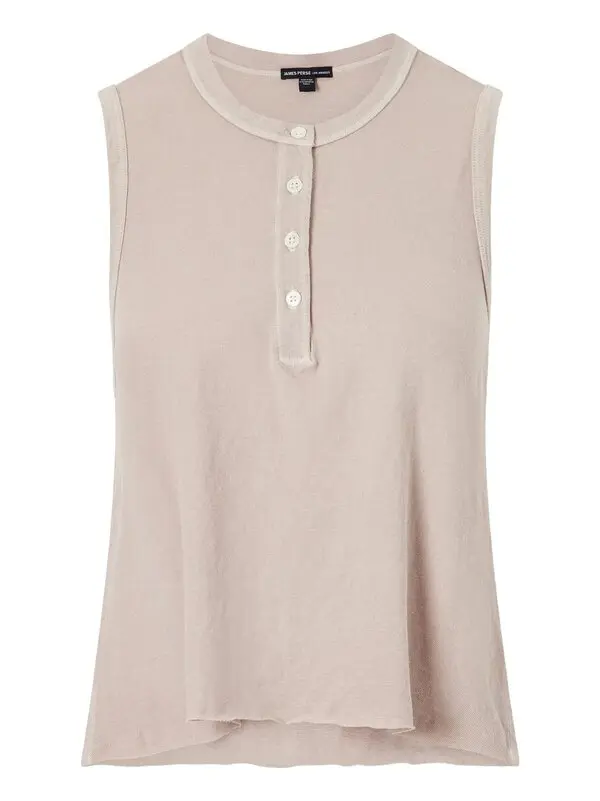 JAMES PERSE Cotton-piqué Tank - Brown