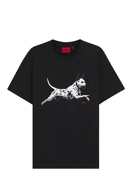 Hugo Dalmatian-print Short-sleeved Cotton-jersey T-shirt - Black