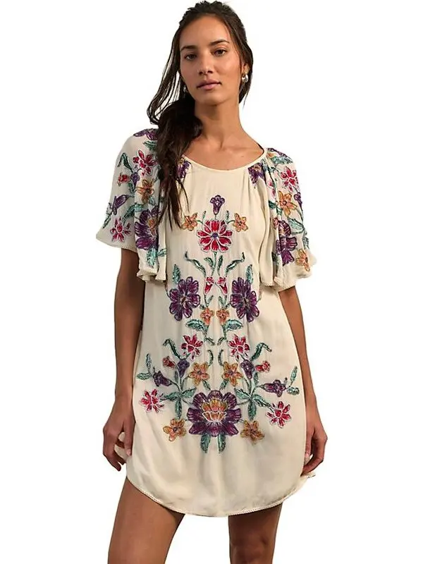 Free People Tropics Beaded Mini Dress At - Tea Combo