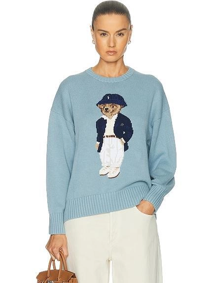 Polo Ralph Lauren Long Sleeve Bear Crew Neck Sweater - Blue Note