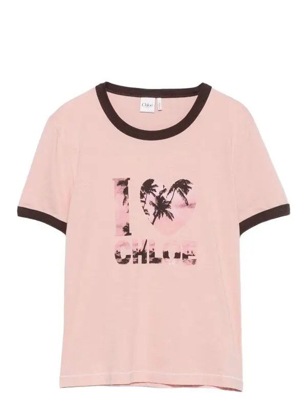 Chloé Printed Cotton T-shirt - Pink