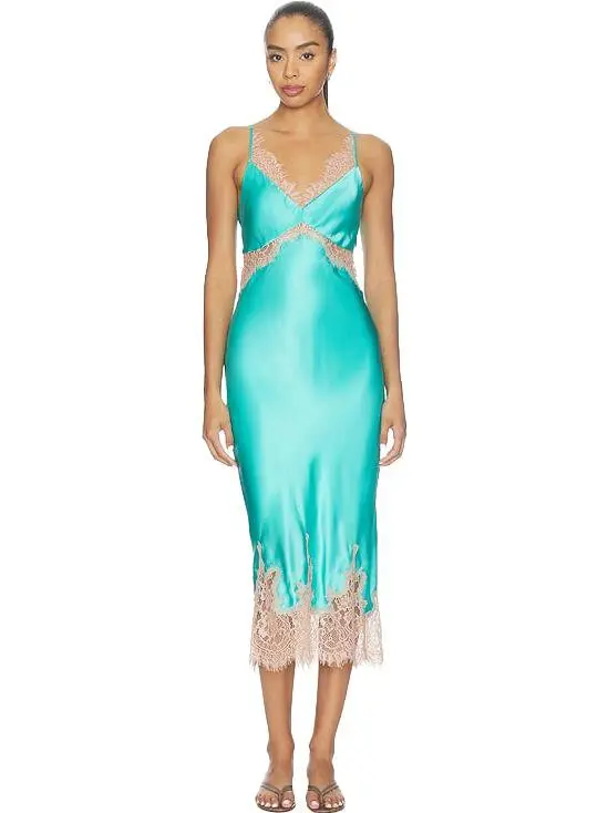 L'Agence Scotly Lace Trim Midi Dress In . Also - Teal