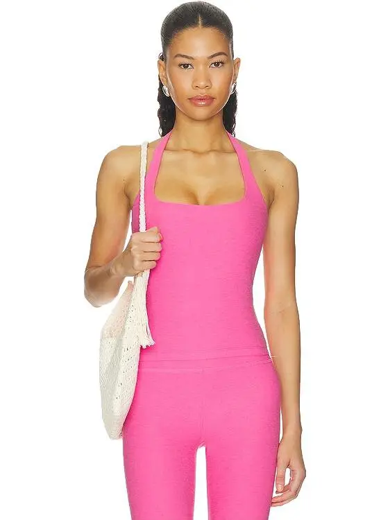Beyond Yoga Spacedye Midway Square Halter Top In Heather In . Also - Pink