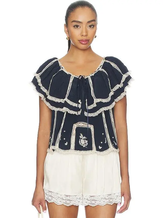 Rixo Mirabella Top In . Also - Navy