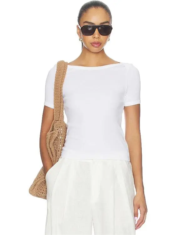Enza Costa Supima Cotton Bateau Tee In . Also - White