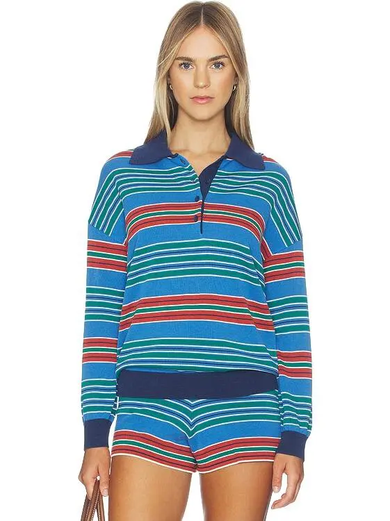 Faithfull The Brand Harlow Oversized Polo In . Also - Blue