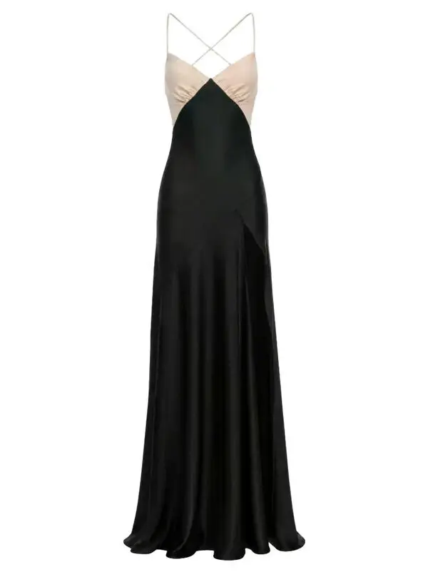 ROSERRY Seville Two-tone Backless Maxi Dress - Black