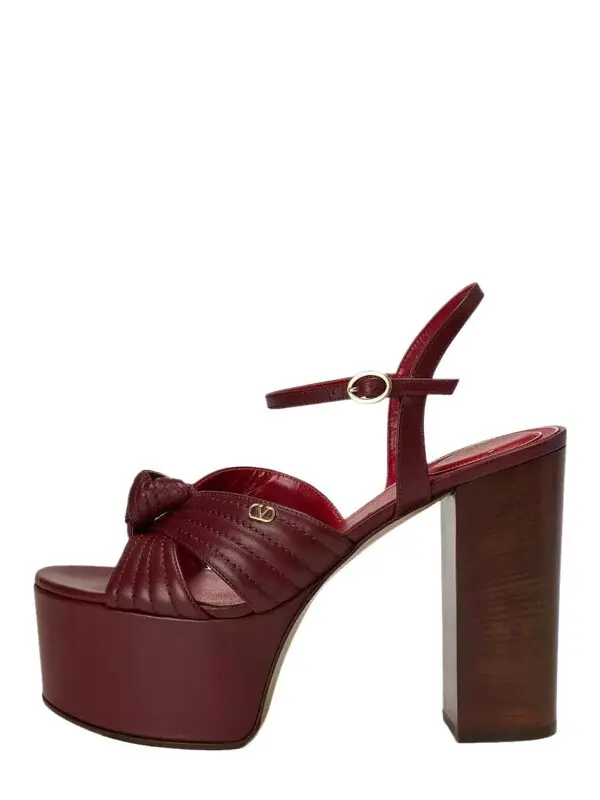 Valentino Garavani Vlogo Signature Knotted Platform Sandals - Red