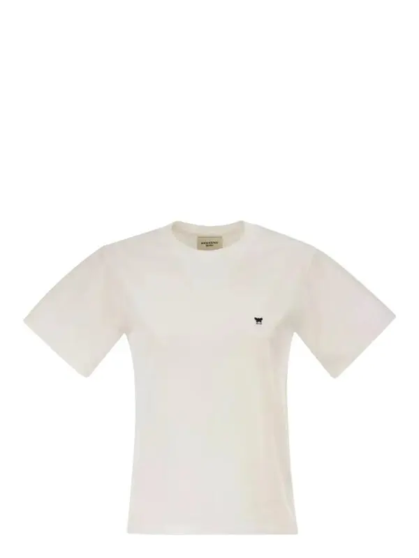 Max Mara Embroidered-logo Jersey T-shirt - Neutrals