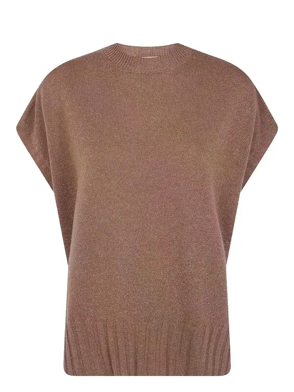TWINSET Lurex-knit Sleeveless Sweater - Brown