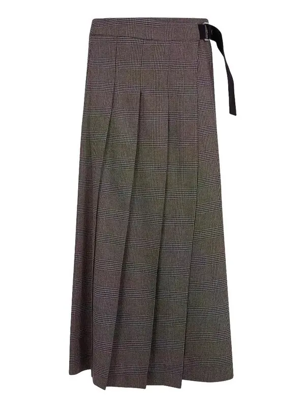 P.a.r.o.s.h Pleated Prince Of Wales Check Midi Skirt - Brown