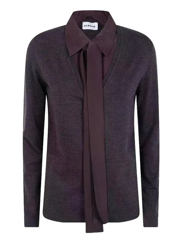 P.a.r.o.s.h Pussy-bow Layered-effect Sweater - Brown