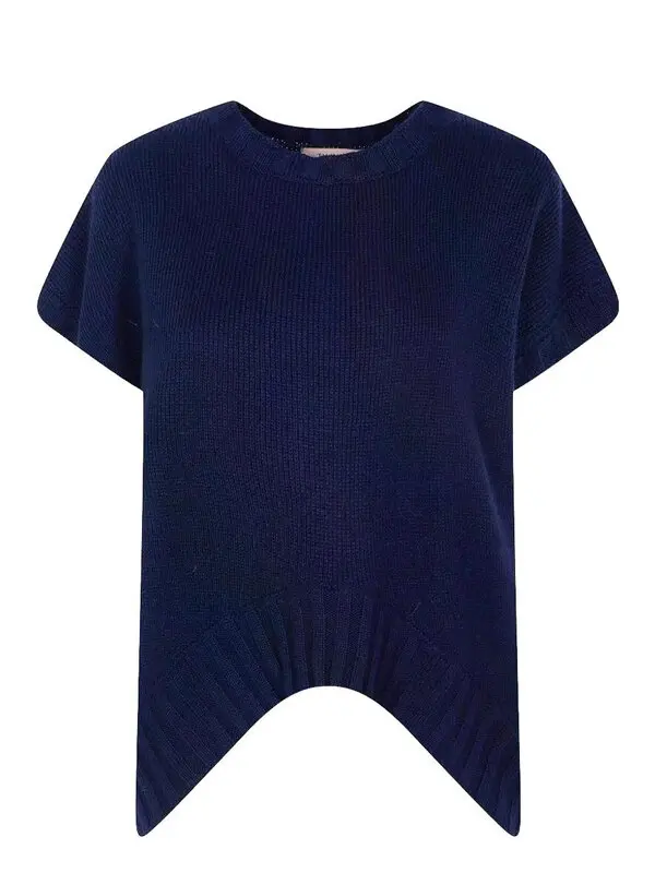 TWINSET Ribbed-knit Curved-hem Sweater - Blue