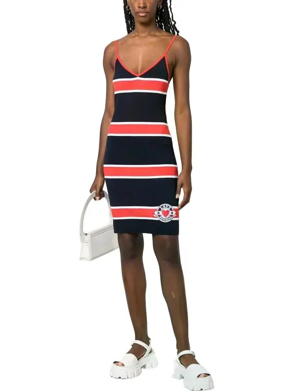 Moschino Striped Ribbed Dress - Blue