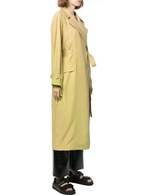Alberta Ferretti Wrap-over Silk Trench Coat - Neutrals