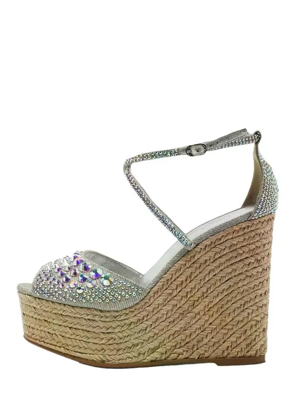 LE SILLA Crystal-embellished Espadrille Wedge Sandals - Silver
