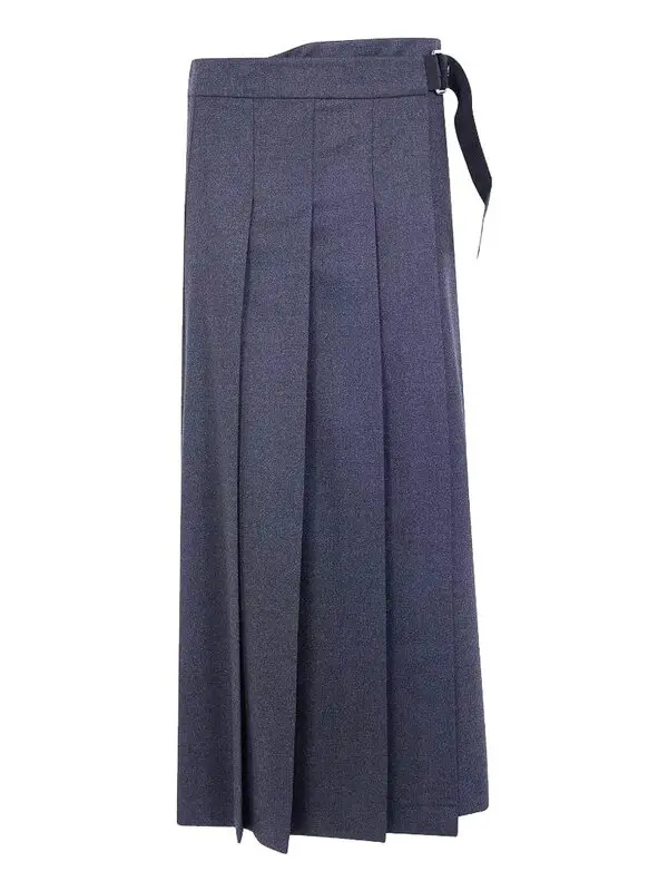 P.a.r.o.s.h Pleated Buckle-fastening Midi Skirt - Grey