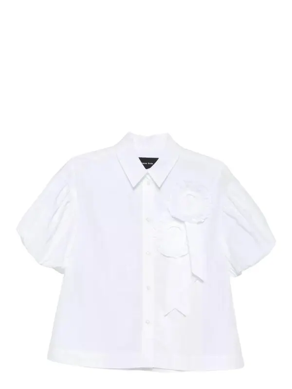 Simone Rocha Rosette-embellishment Puff-sleeve Shirt - Black