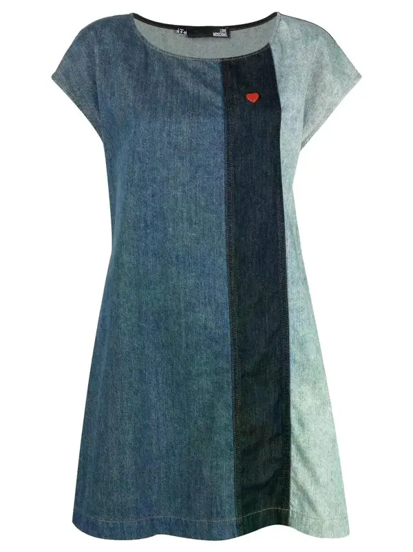 Moschino Stripe-panel Denim Dress - Blue