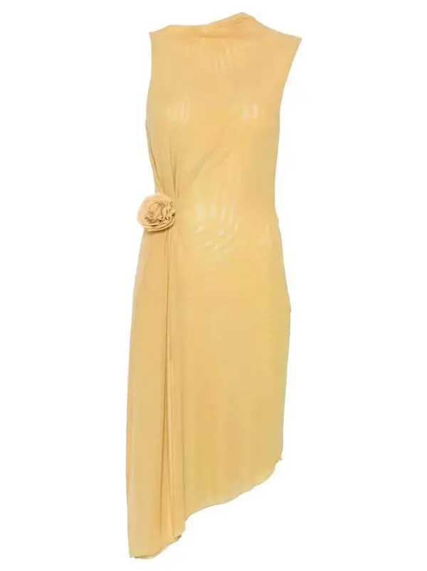 Posse Cynthia Floral-appliqué Midi Dress - Yellow