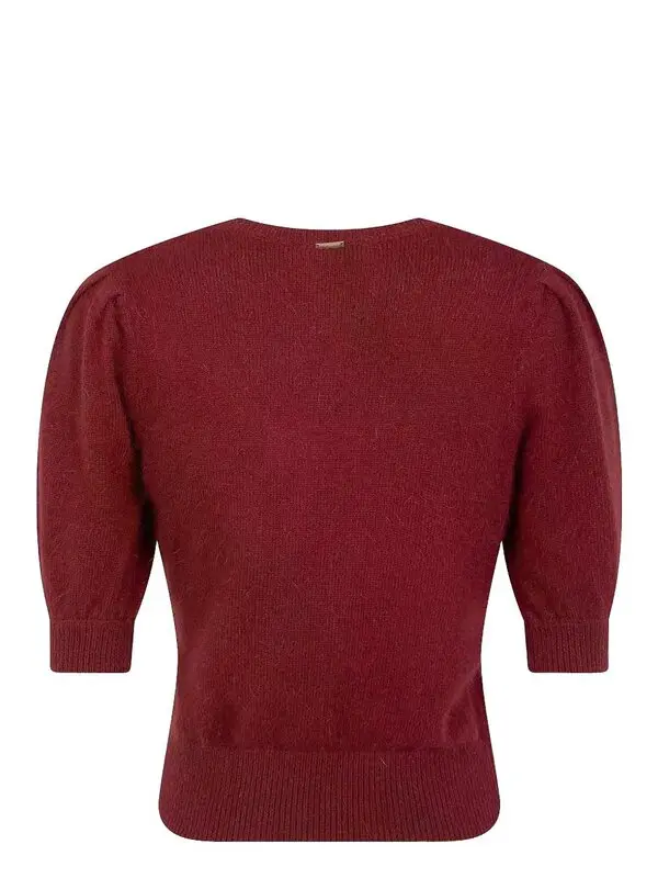 TWINSET Feather-embellished Short-sleeve Sweater - Brown