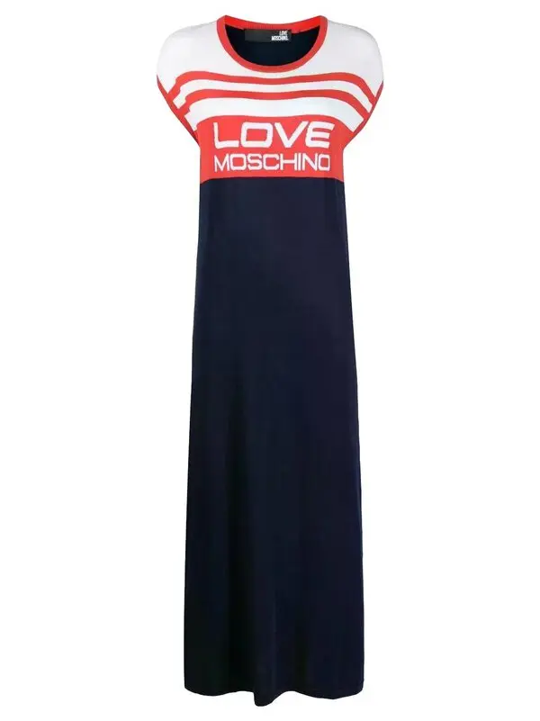 Moschino Logo-print Maxi Dress - Blue