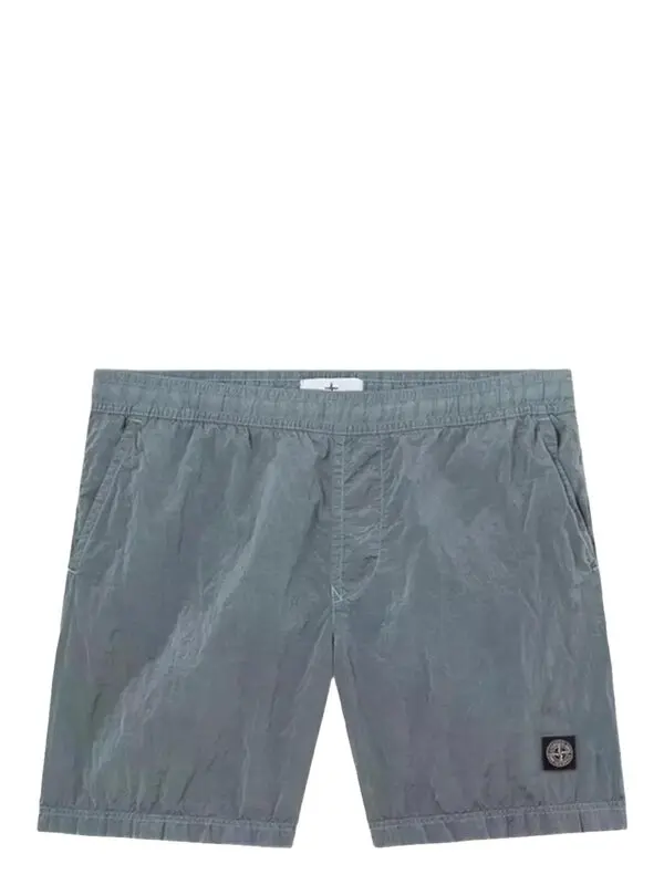 Stone Island Logo-patch Crinkled Shorts - Blue