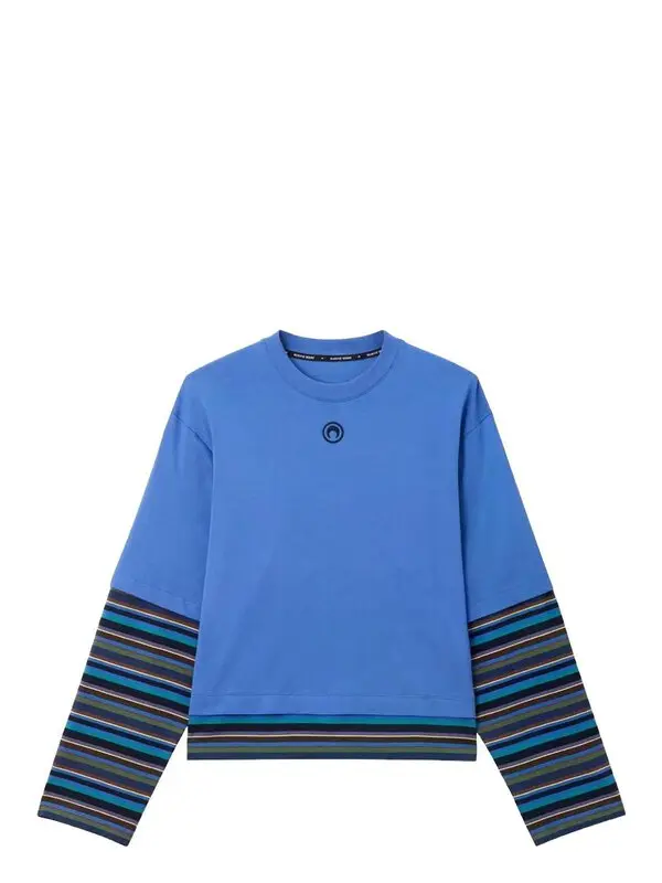 MARINE SERRE Layered-sleeve Moon-patch T-shirt - Blue