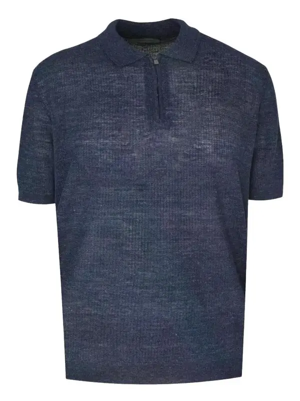 Corneliani Zip-fastening Knitted Polo Shirt - Blue