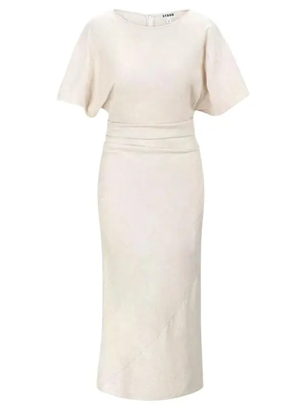 Staud Amelie Ruched-waist Dress - Neutrals