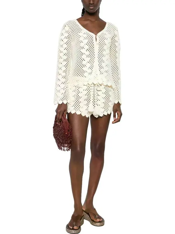 Posse Saskia Crochet-knit Cardigan - Neutrals