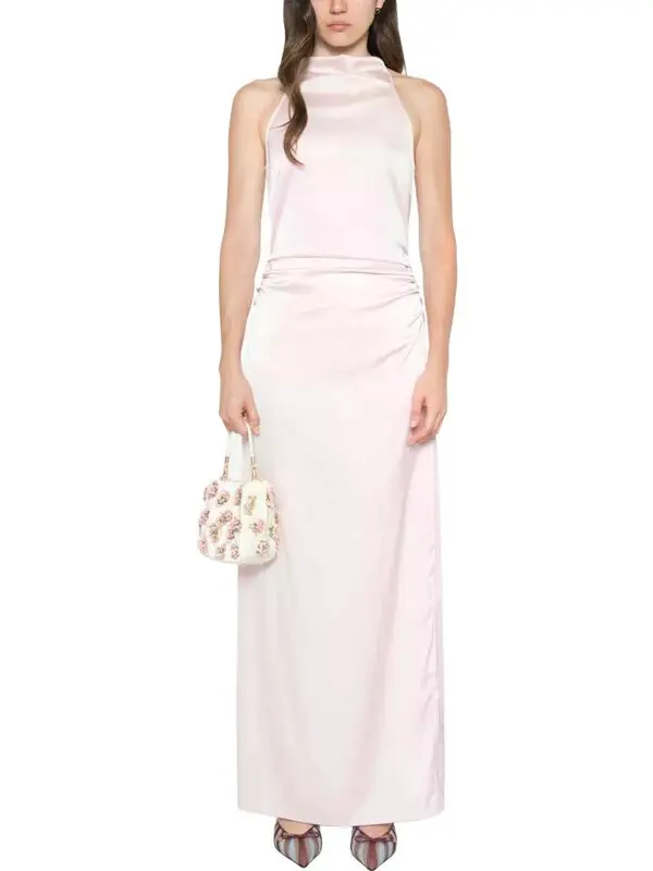ROTATE BY BIRGER CHRISTENSEN Halterneck Ruched Maxi Dress - Pink