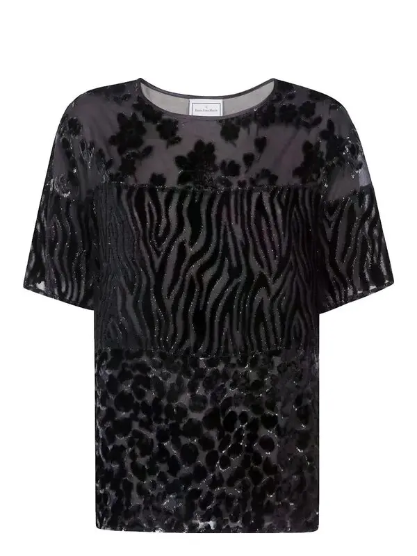 PIERRE-LOUIS MASCIA Patchwork Devoré-effect T-shirt - Brown