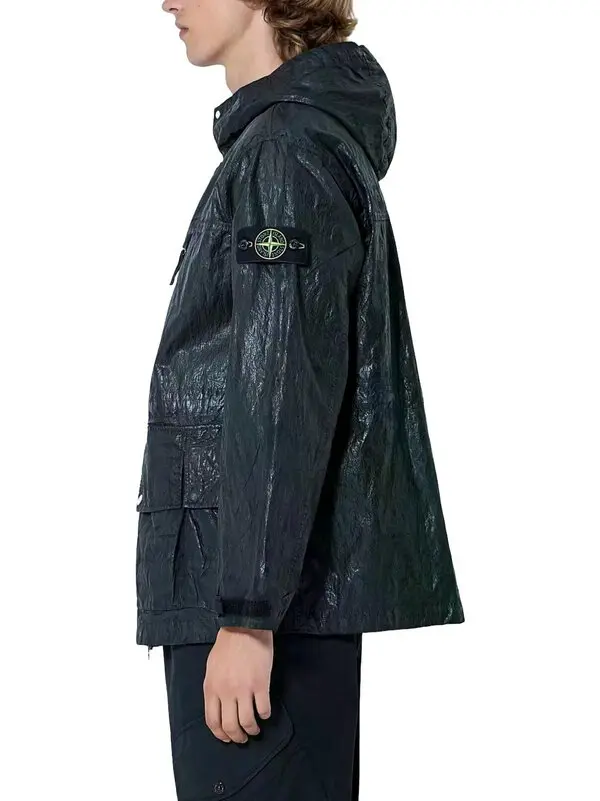 Stone Island Hooded Zip-up Jacket - Black