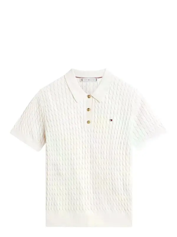 Tommy Hilfiger Cable-knit Polo Shirt - Neutrals