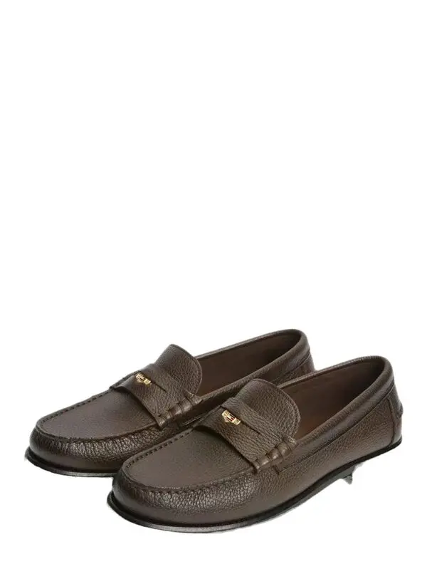 Tommy Hilfiger Grainy-leather Penny Loafers - Brown